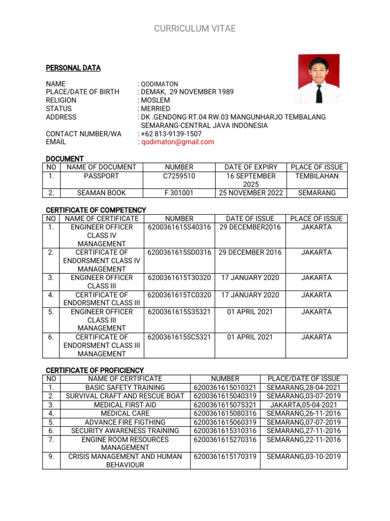 Curricullum Vitae Qodim | PDF