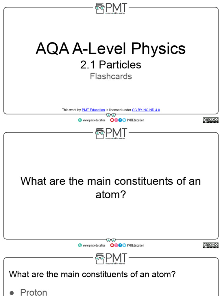 Flashcards - Topic 2.1 Particles - AQA Physics A-level | PDF | Hadron ...