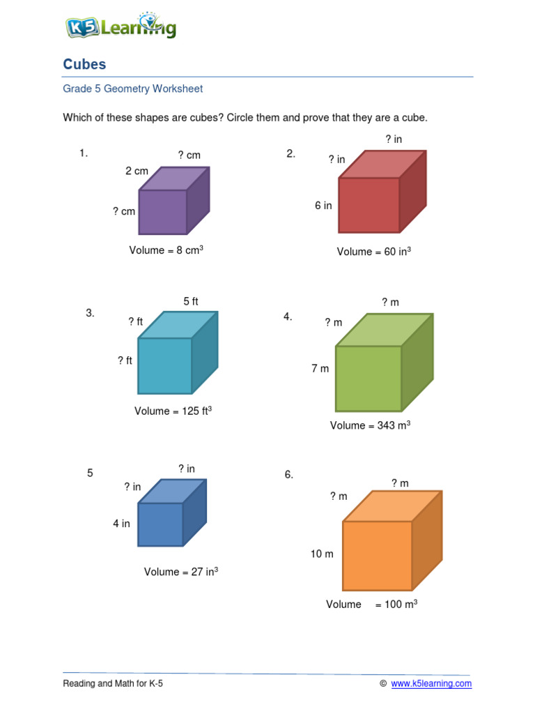 Grade 5 Geometry Cubes | PDF