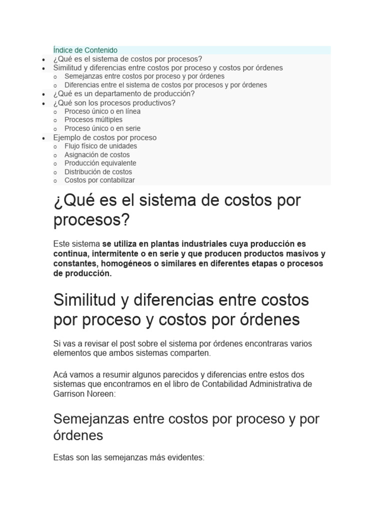 Sistema de costos por proceso de cada departamento | PDF | Contabilidad | Economias