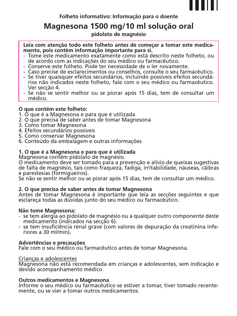 Magnesona: Indicações e Uso Seguro | PDF | Gravidez | Amamentação