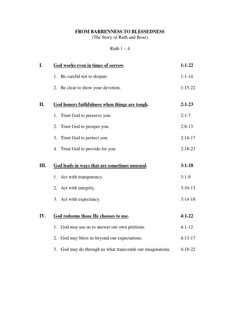Microsoft Word - Ruth 1-4 Outline | PDF | Religion & Spirituality