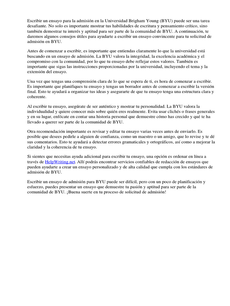 Cómo Escribir Un Ensayo para La Admisión en Byu | PDF | Ensayos