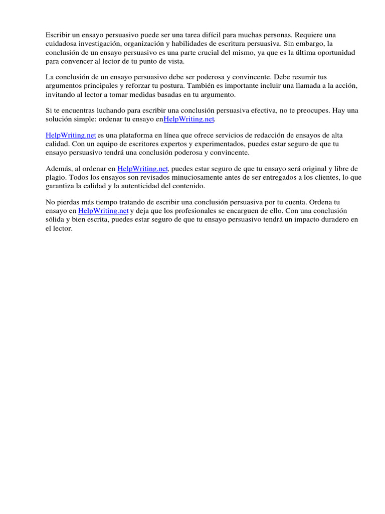 Conclusión de Un Ensayo Persuasivo | PDF | Persuasión | Comunicación ...