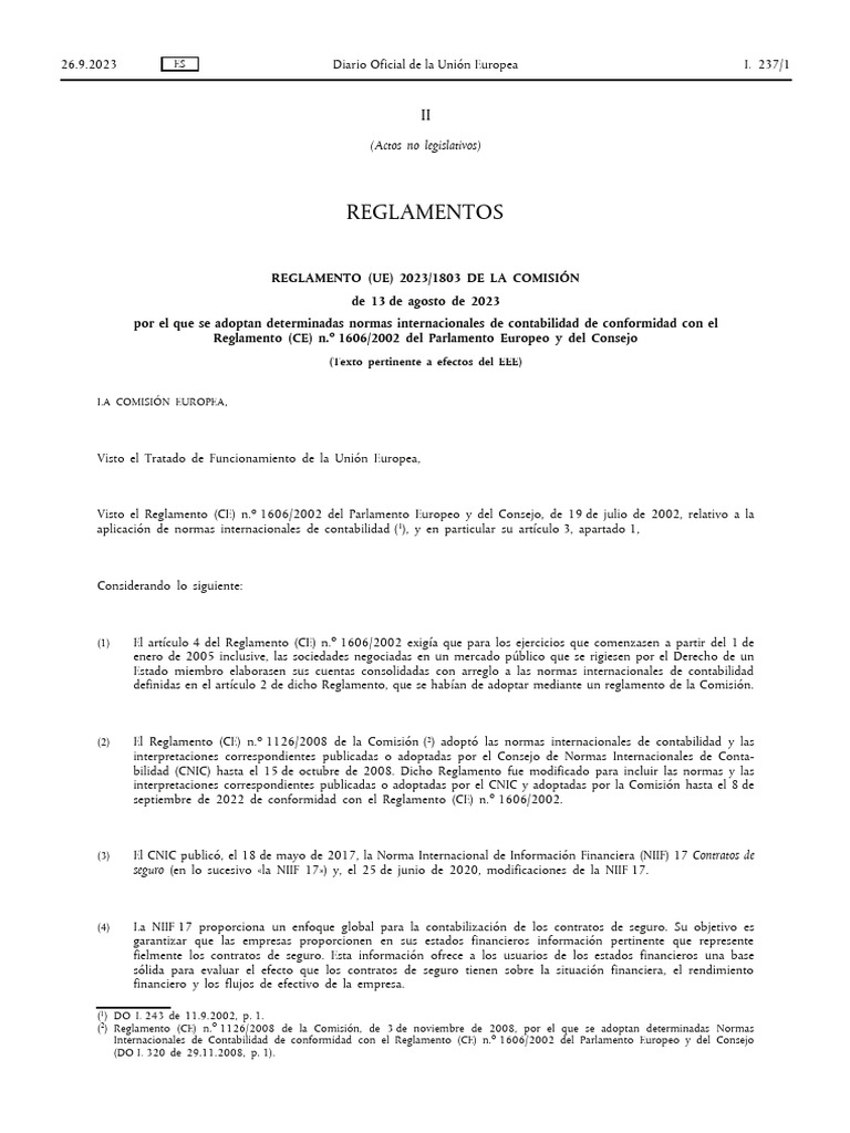 Reglamento (UE) | PDF | normas internacionales de INFORMACION FINANCIERA | Preocupación continua