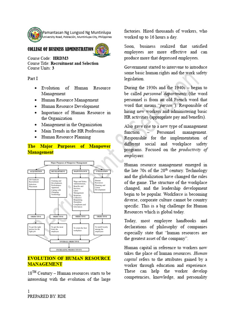 Recruitment and Selection Overview | PDF | Human Resource Management ...