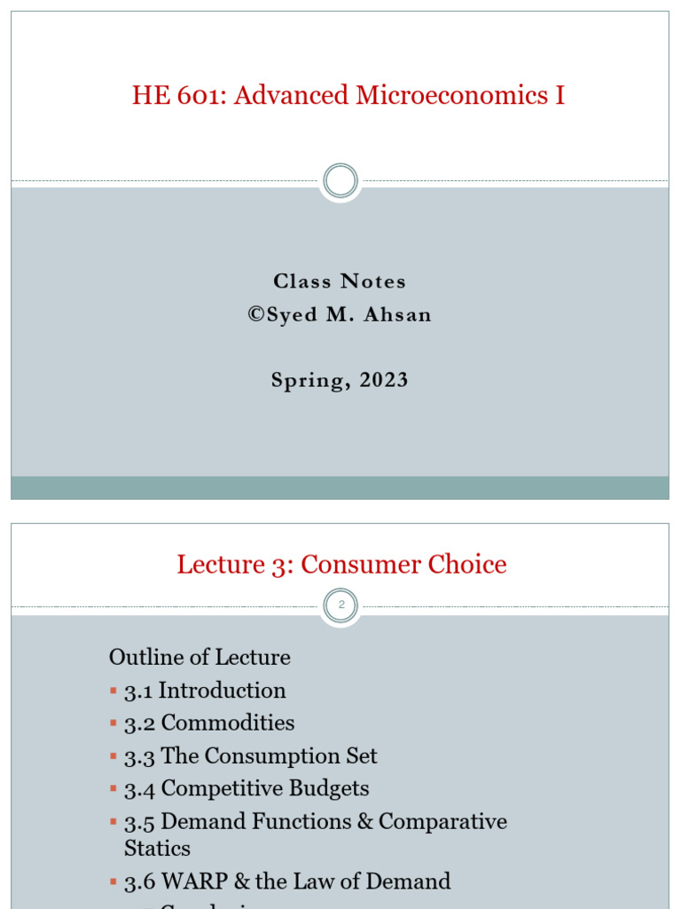 Lecture 3 - Consumer Choice | PDF | Labour Economics | Consumption (Economics)