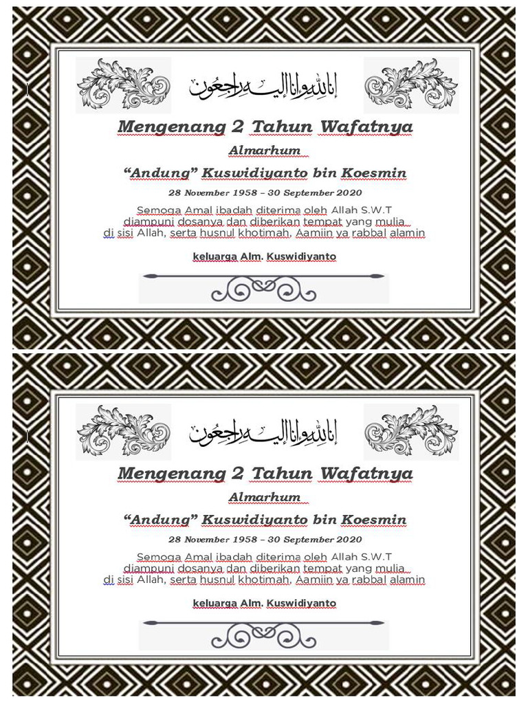 Ucapan-Terimakasih-Tahlilan 2 THN Bapak Andung | PDF