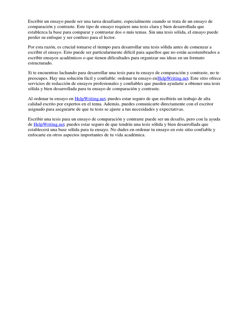 Cómo Escribir Una Tesis para Un Ensayo de Comparación y Contraste | PDF ...