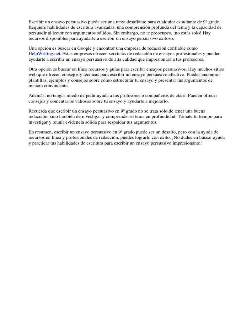 Cómo Escribir Un Ensayo Persuasivo en 9º Grado | PDF | Scribd | Websites
