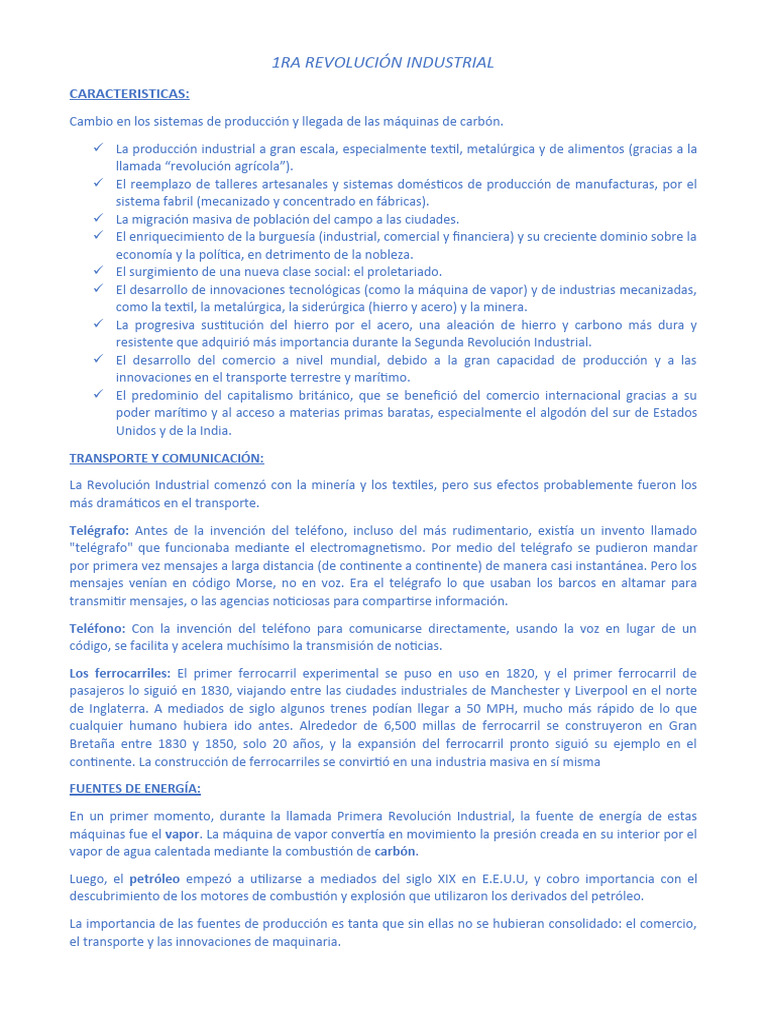 1ra Revolución Industrial | PDF | Revolución industrial | Transporte ...