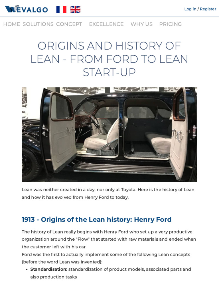Origins and History of Lean - From Ford To Lean Start-Up | PDF | Lean ...