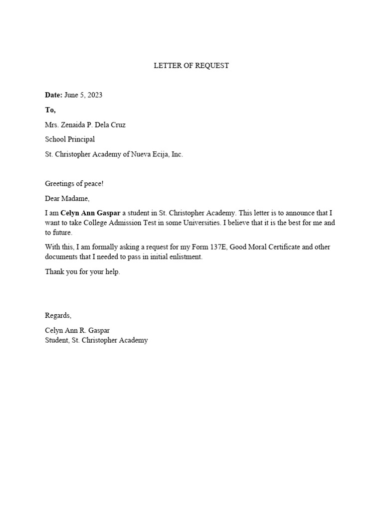 Letter of Request | PDF