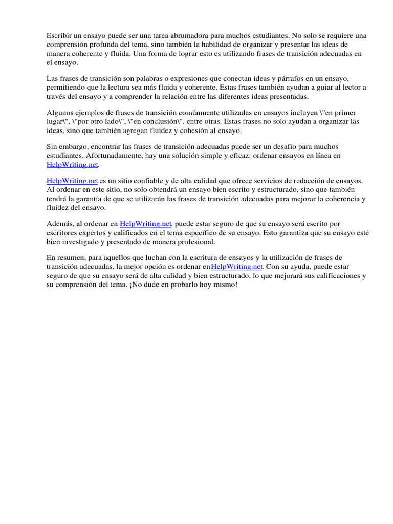 Frases de Transición para Ensayos | PDF | Ensayos | Escritura