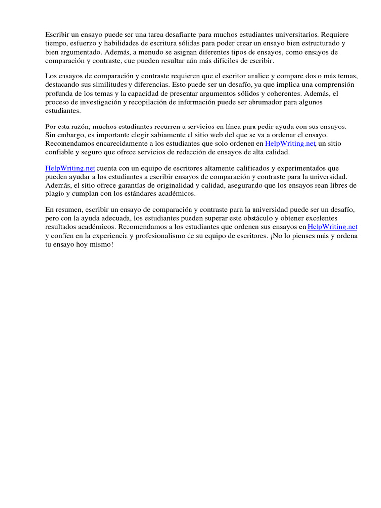 Ensayo de Comparación y Contraste para La Universidad | PDF | Ensayos ...