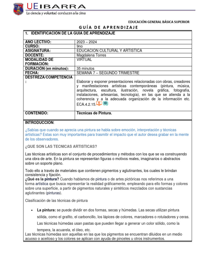 ECA 9no Guia 3 - Virtual | PDF | Pinturas | Pintura con acuarelas