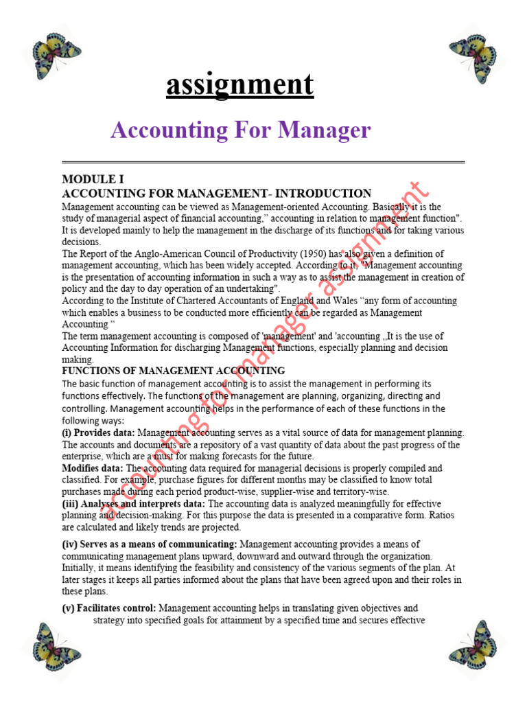 Aacounting For Manager Assignment | PDF | Income Statement | Balance Sheet