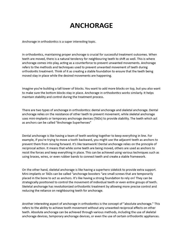 ANCHORAGE | PDF | Orthodontics | Dental Anatomy