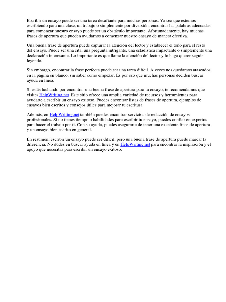 Buenas Frases de Apertura para Ensayos | PDF | Ensayos | Psicología ...