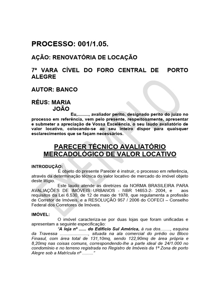 PTAM Modelo - Renovacao de Aluguel | PDF | Mercado (economia)
