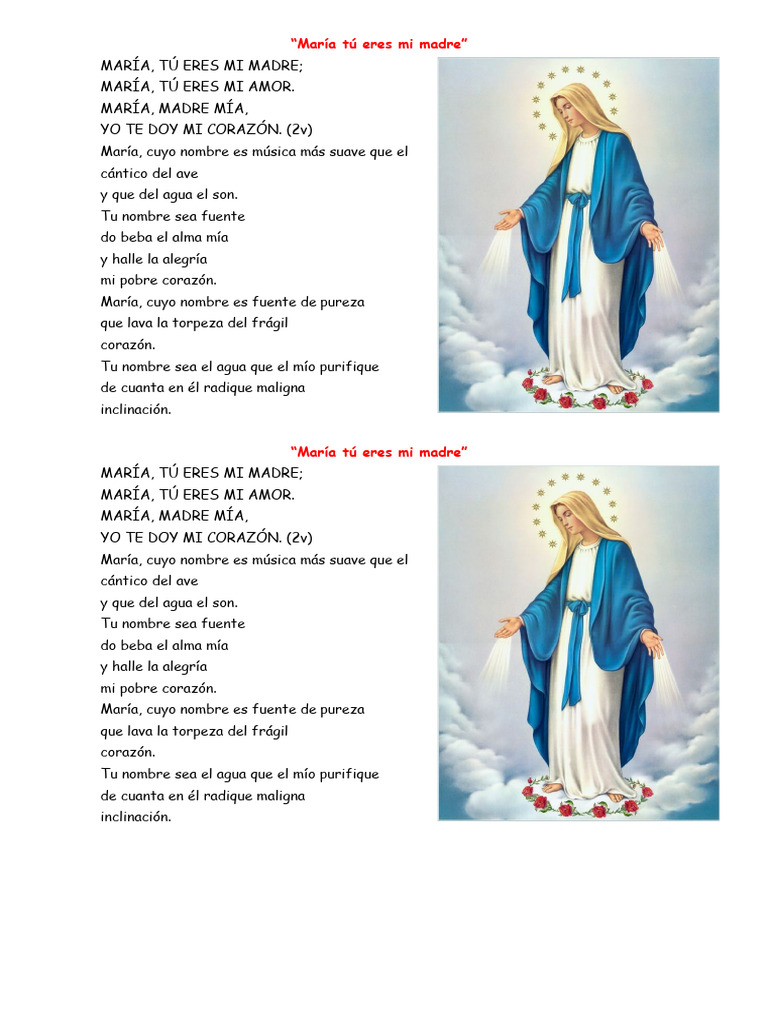 María Tú Eres Mi Madre Canto | PDF