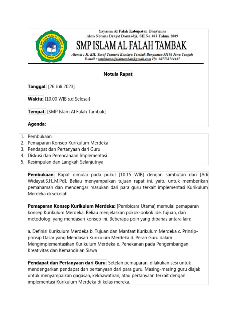 Notula Rapat Pemaparan IKM | PDF