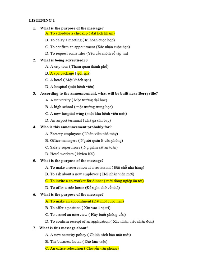 Listening 1+ 2 | PDF