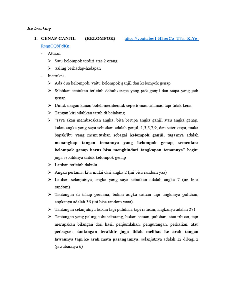 Permainan Ice Breaking Kreatif untuk Kelompok | PDF