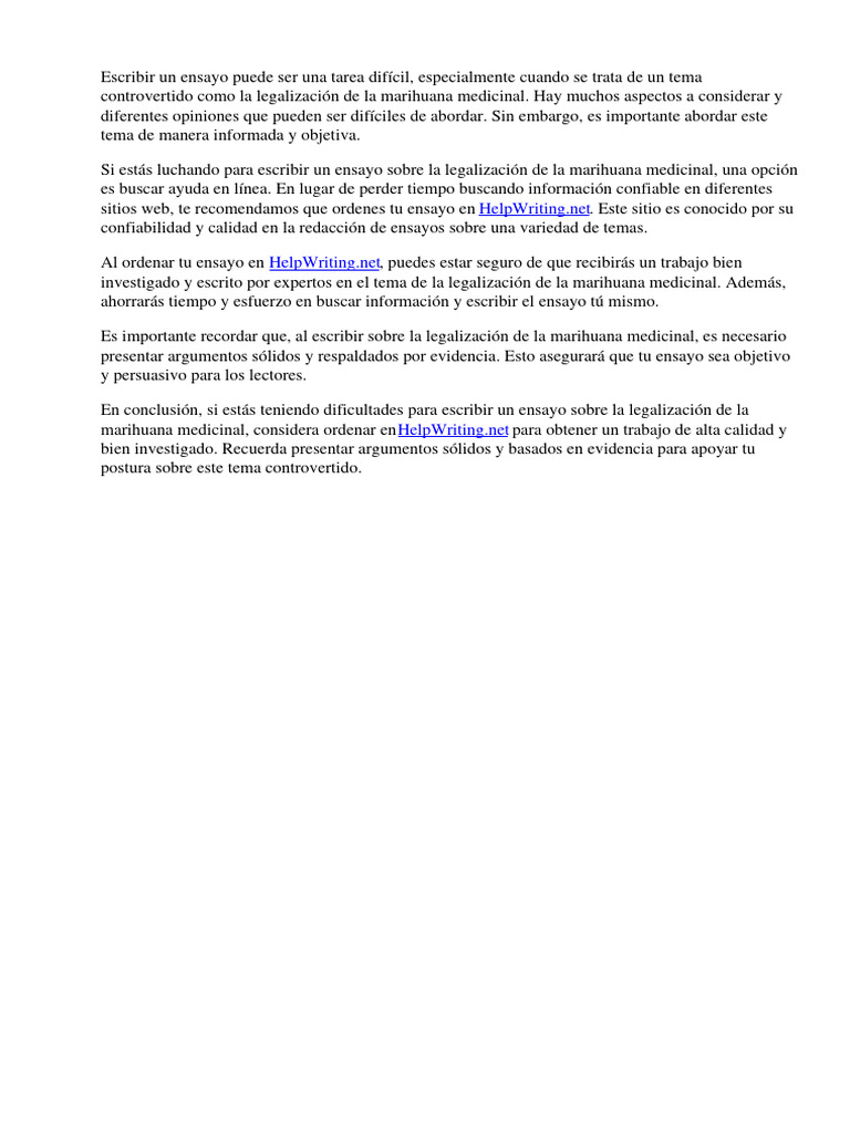Legalización de La Marihuana Medicinal | PDF | Ensayos