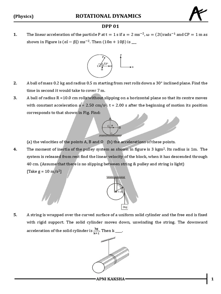 DPP - 01 - Rotational Motion | PDF | Rotation Around A Fixed Axis | Acceleration