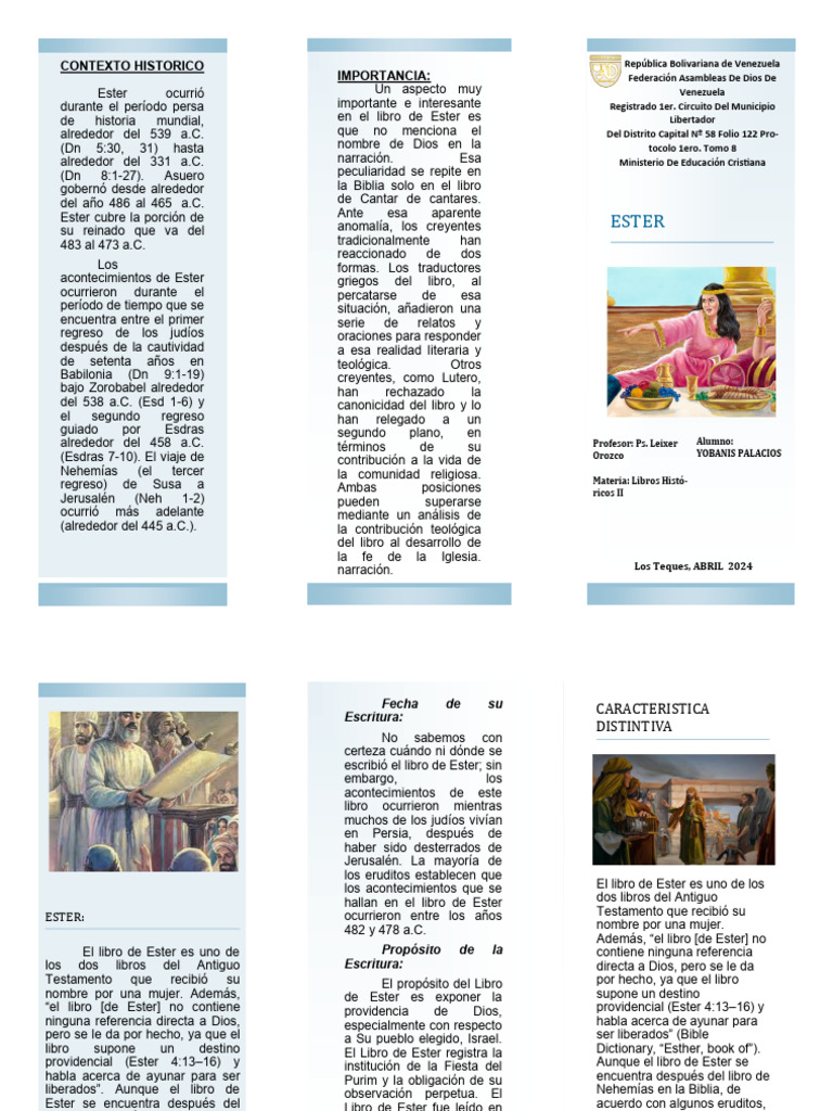 Triptico Ester | PDF | Esther | Libro de Ester