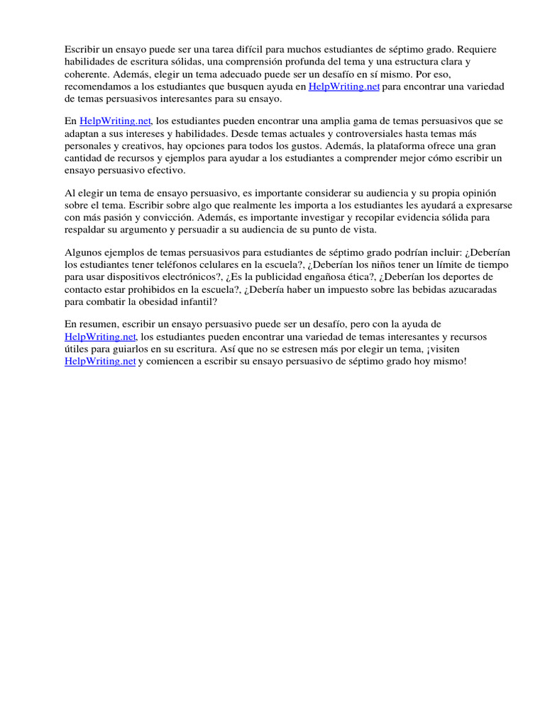 7th Grade Persuasive Essay Topics | PDF | Persuasion | Essays