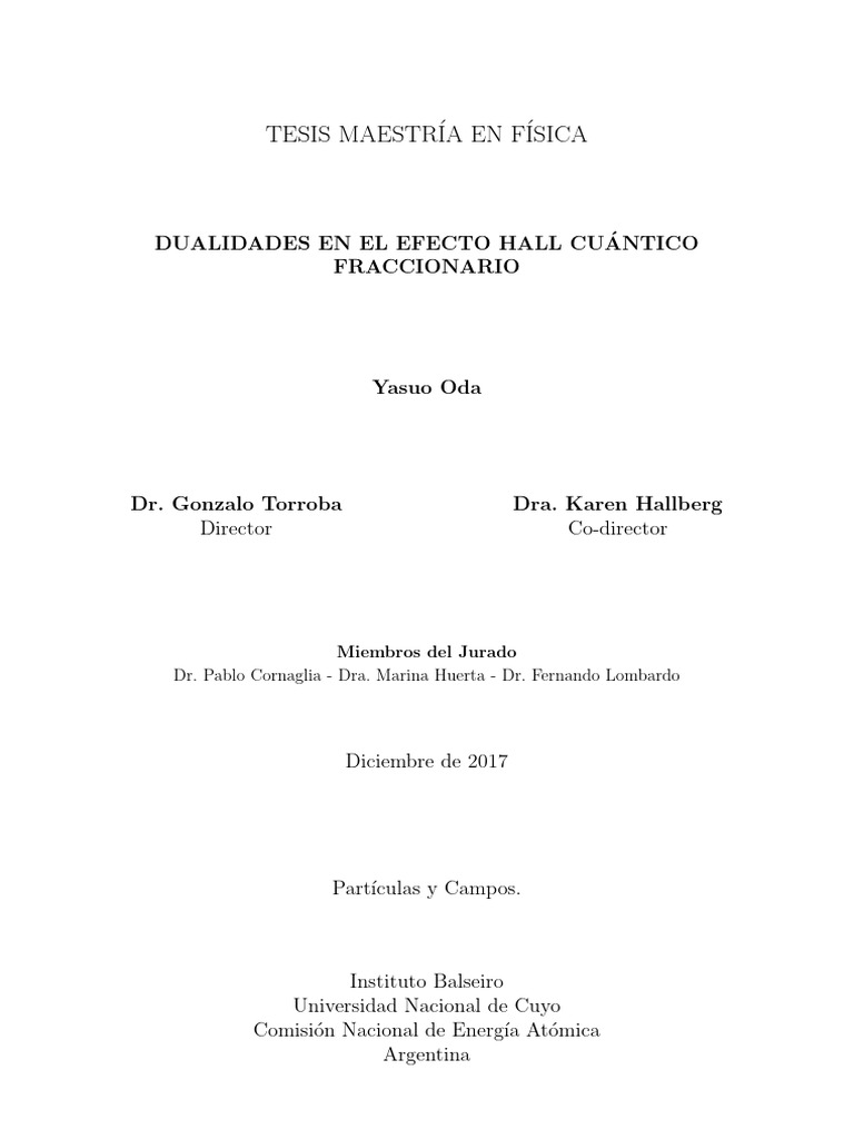 Dualidades en El Efecto Hall Cua ́ntico Fraccionario | PDF | Electrón ...