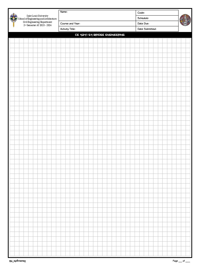 CE 4241 s4 Bridge Engineering: Name: Code: Schedule: Course and Year ...