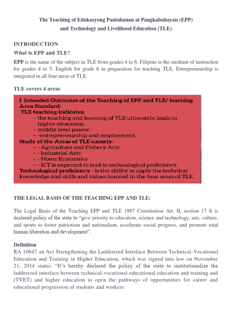 The Teaching of Edukasyong Pantahanan at Pangkabuhayan | PDF ...