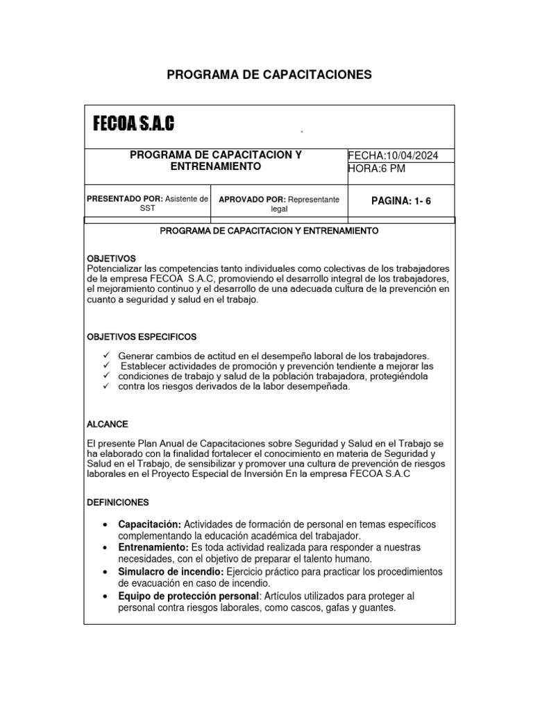 Capacitación en Seguridad Laboral 2024 | PDF | Evaluación