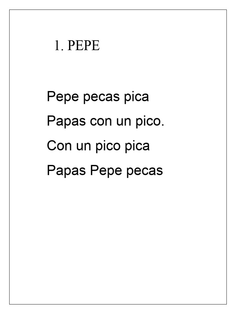 Trabalenguas en español divertidos | PDF | Cocina, comidas y vino ...