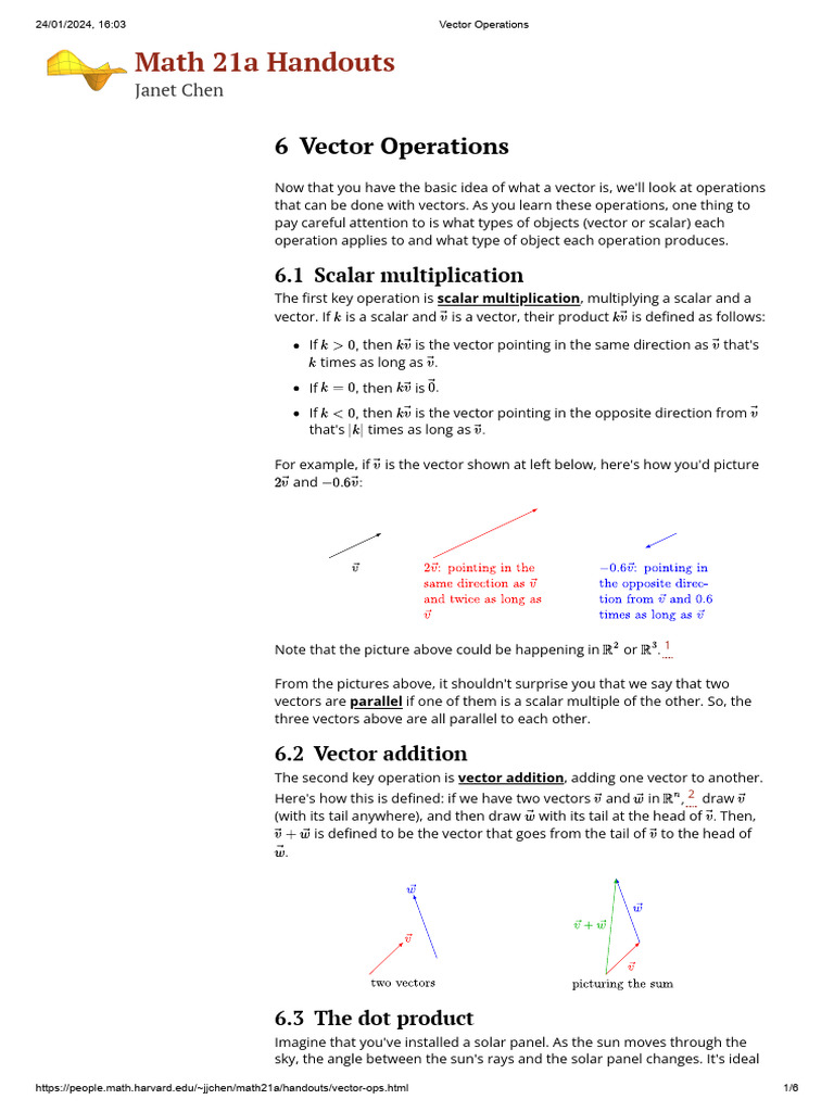 Vector Operations | PDF | Scalar (Mathematics) | Vector Space Vector Operations | PDF | Scalar (Mathematics) | Vector Space