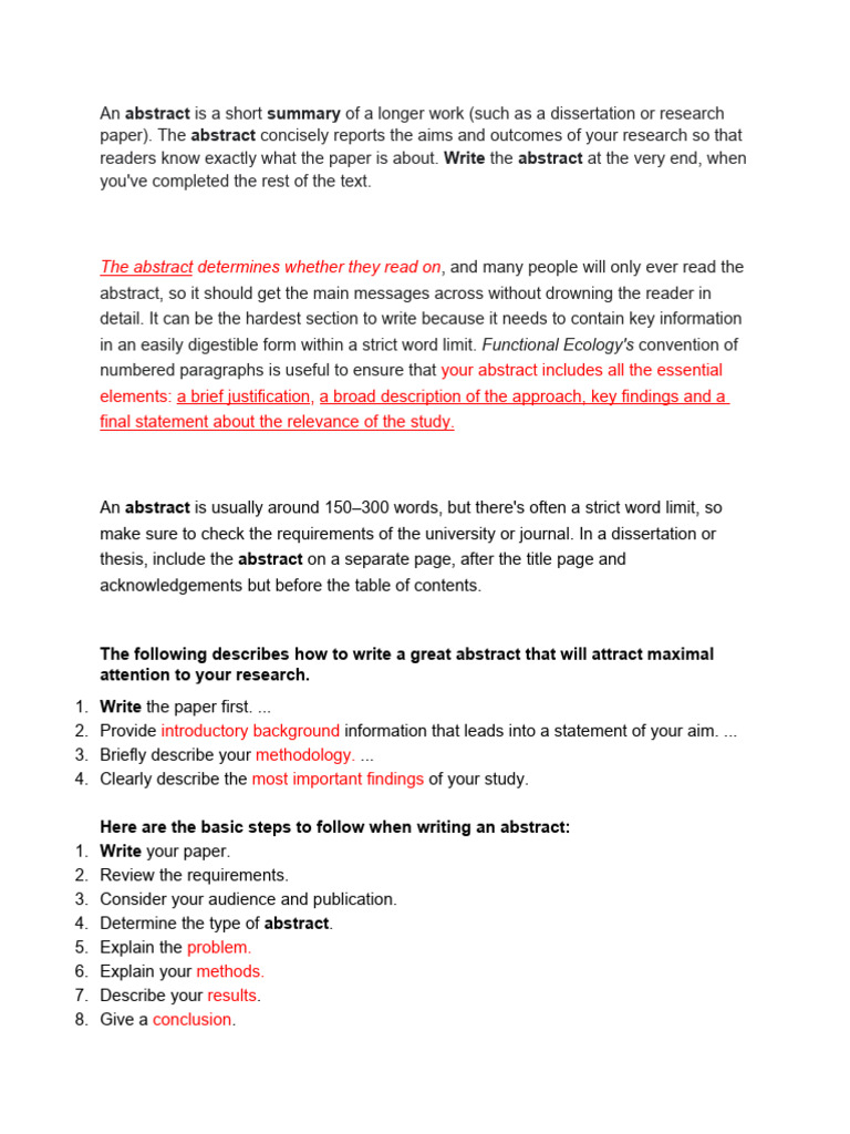 7d. HOW TO WRITE ABSTRACT | PDF | Abstract (Summary) | Thesis