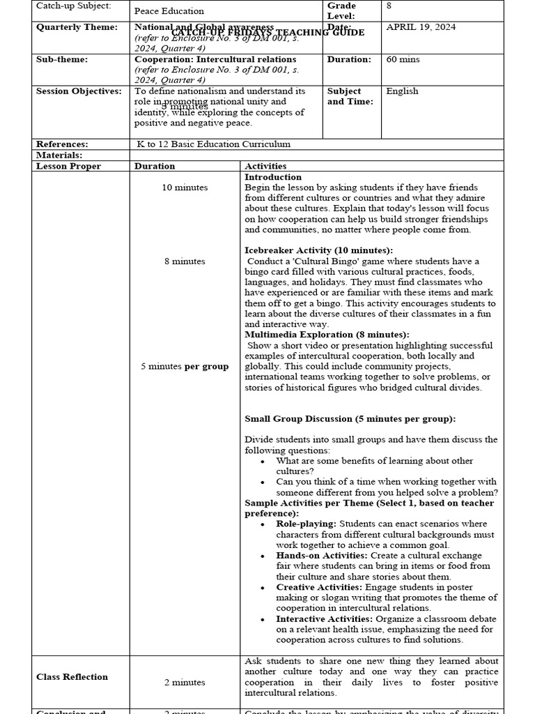 GRADE 8 Catch Up Plan | PDF | Teachers | Learning