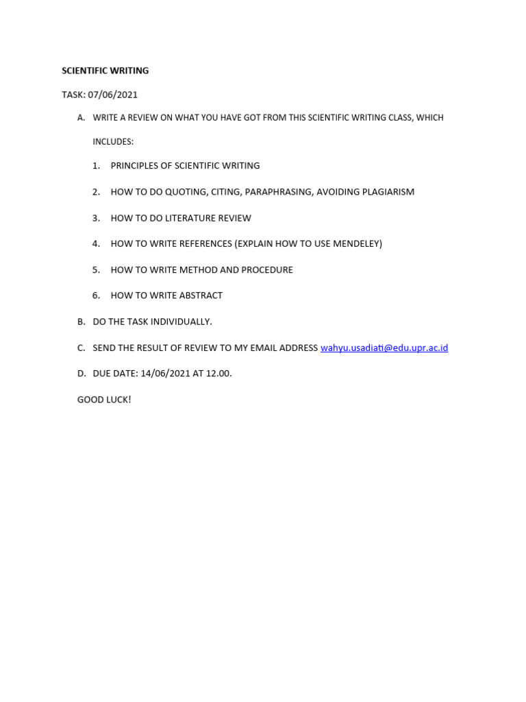 Review On Scientific Writing | PDF