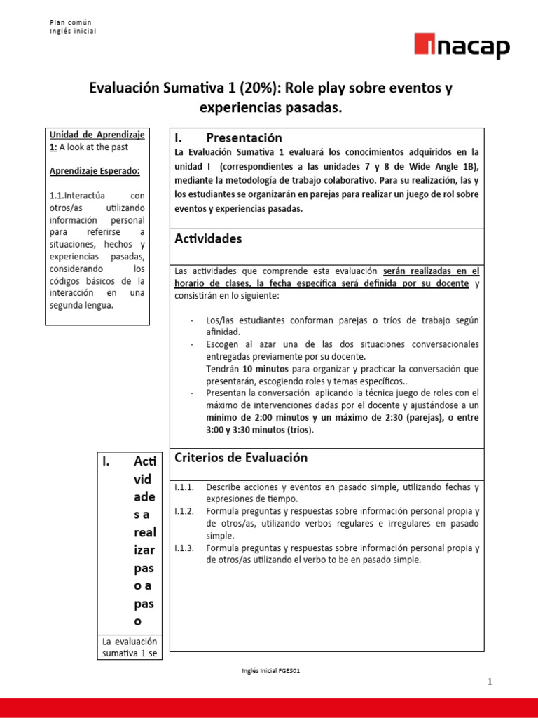 ES1 - FGES01 Instrucciones | PDF | Evaluación | Aprendizaje