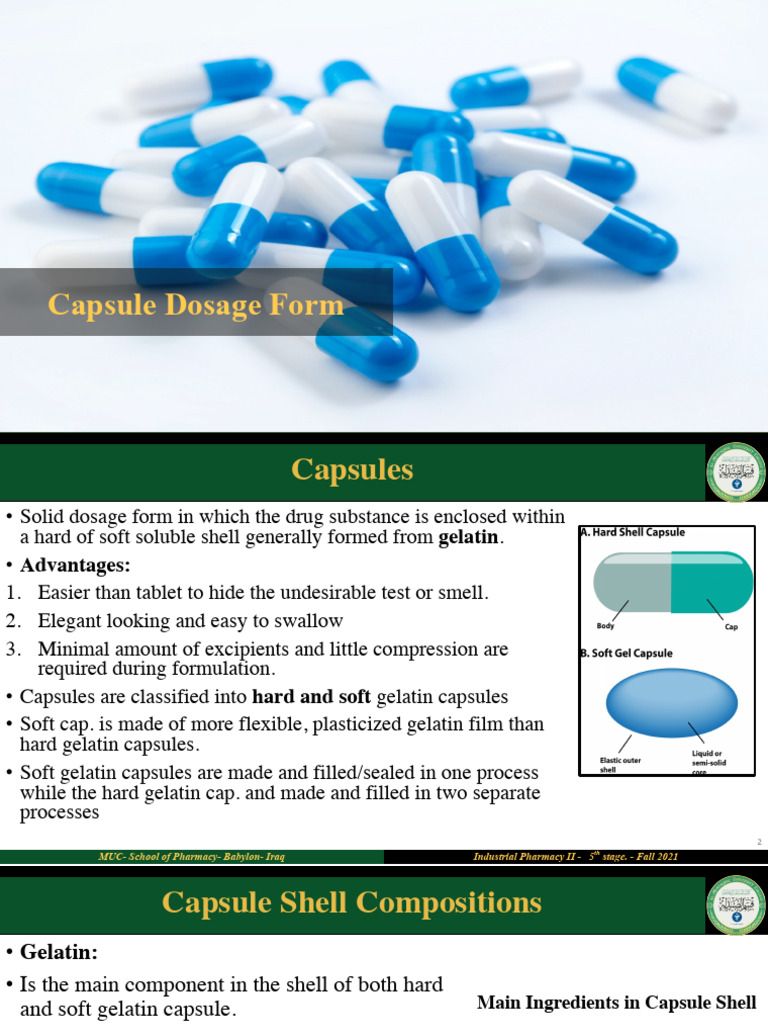 MUCLecture 2021 112439668 | PDF | Gelatin | Tablet (Pharmacy)