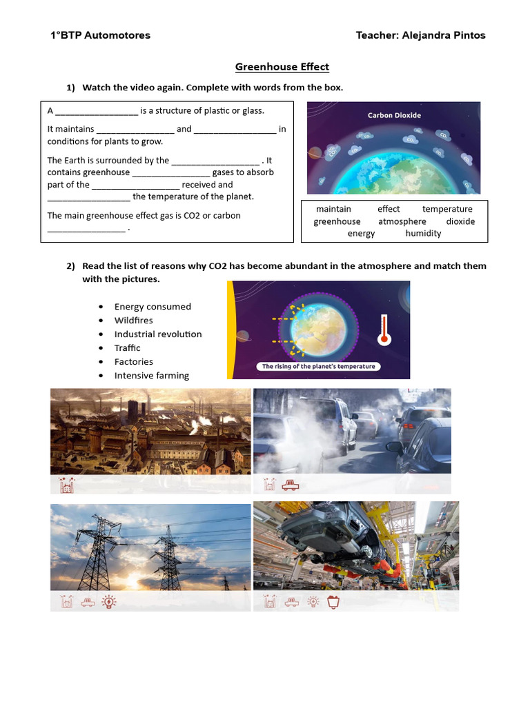 Greenhouse Effect Worksheet | PDF | Science & Mathematics | Technology ...