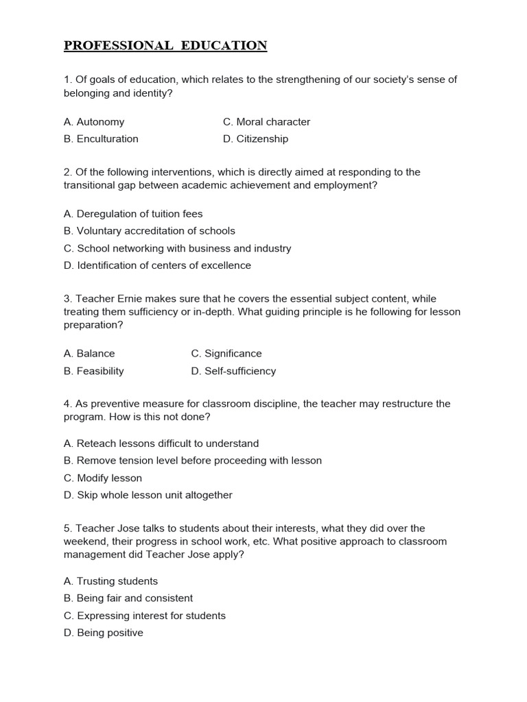 Professional Education Reviewer 5 | PDF | Teachers | Disciplines
