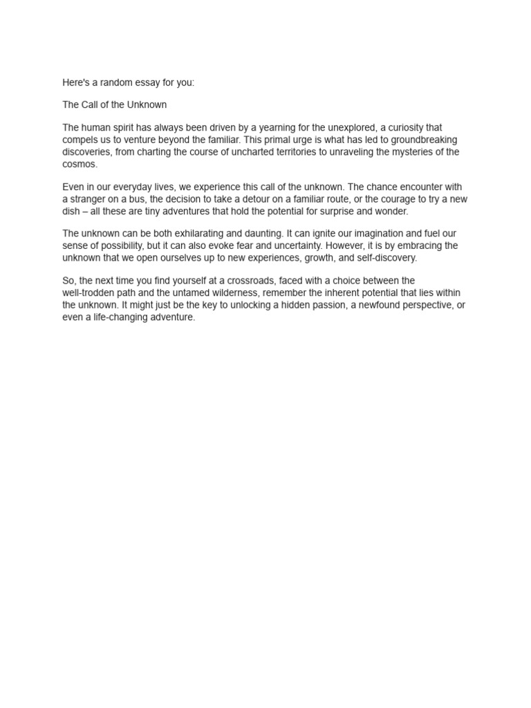 Write A Random Essay of 300 Words (3 Files Merged) | PDF