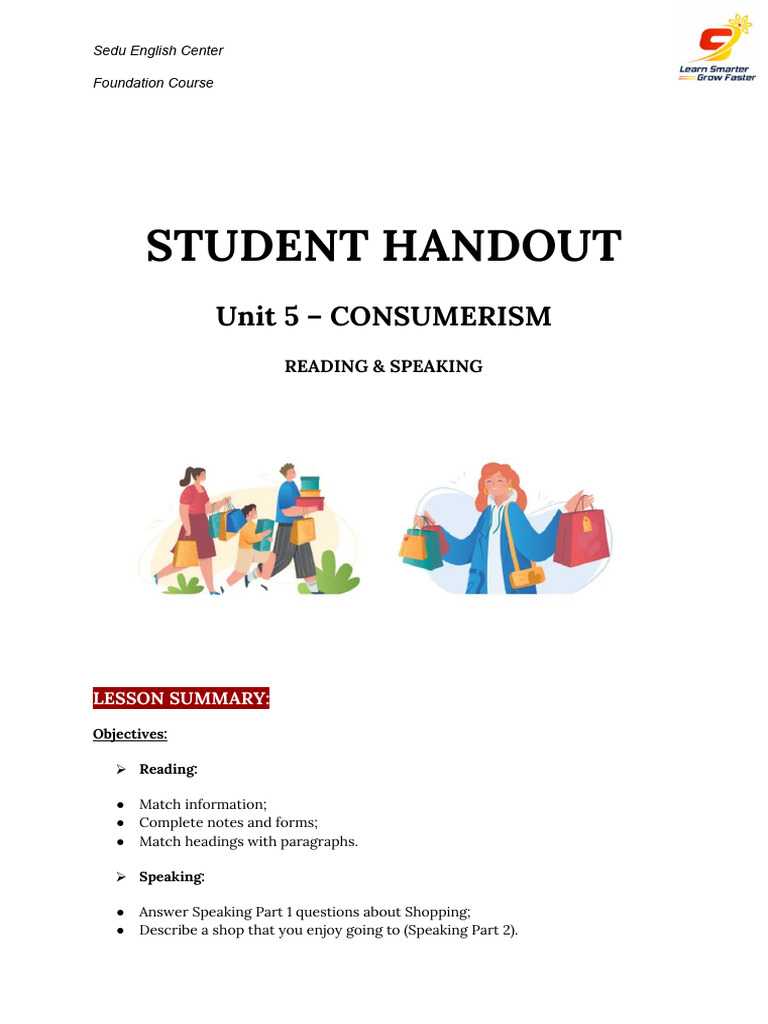 Unit 5-CONSUMERISM - Student Handout | PDF | Anthropology | Relativism