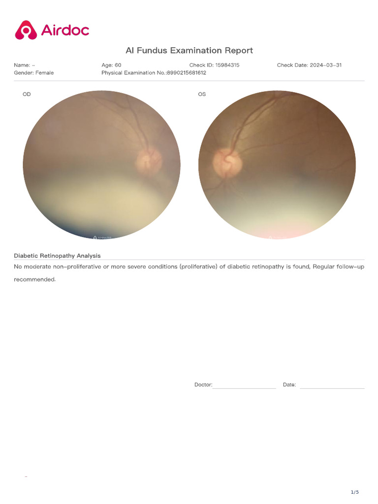 AI Diabetic Retinopathy Examination Report | PDF | Retina | Visual System