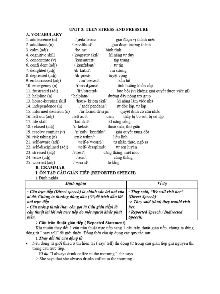 Worksheet Unit 3 | PDF