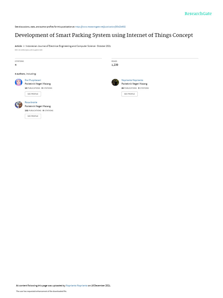 Smart Parking System Using Iot 2 | PDF | Internet Of Things | Server (Computing)